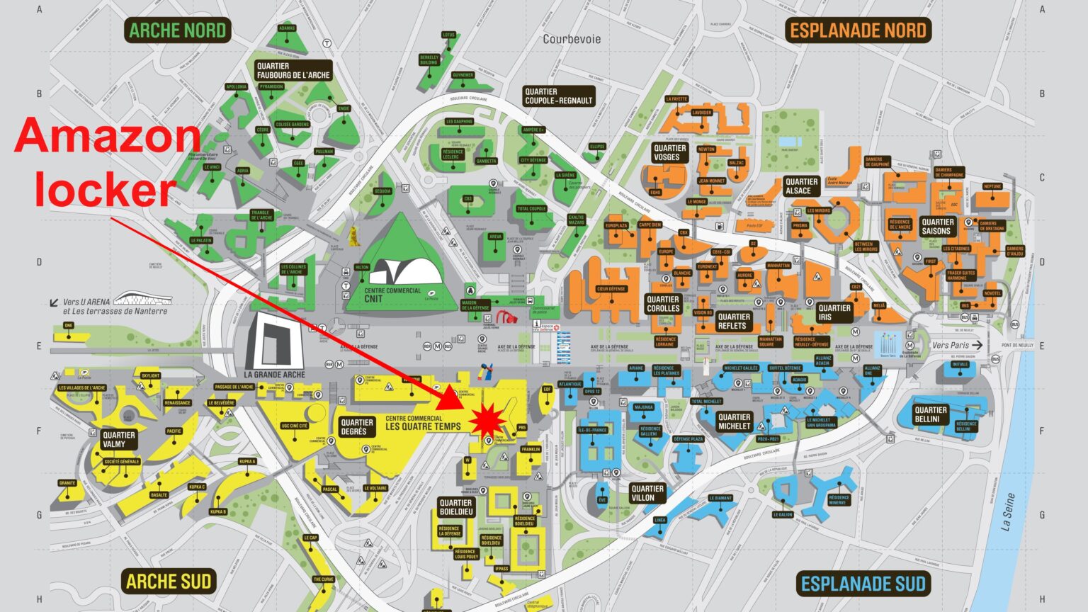 Location of the Amazon Locker Suzanne (La Défense)