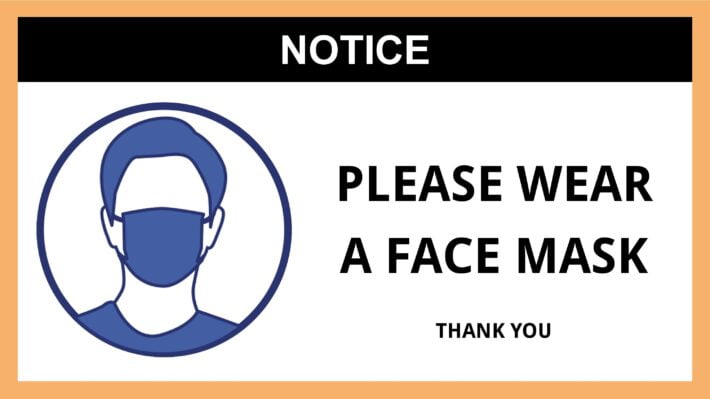 "Wear a face mask" free notice to download (JPG or PDF) - Night Fox Tips