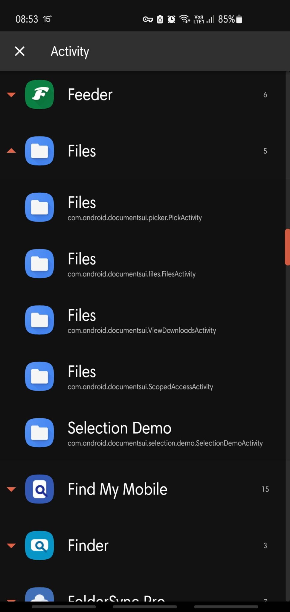 How to activate and show the blue "Files" Manager on Android