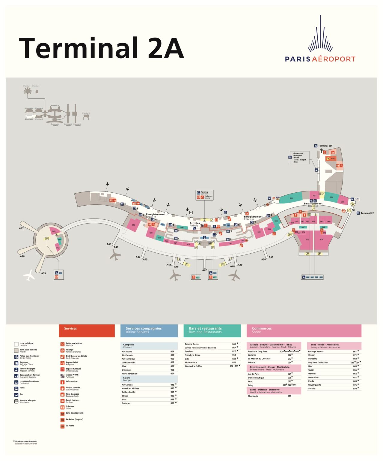 Plan Terminal 2A CDG - Aéroport Roissy Charles de Gaulle