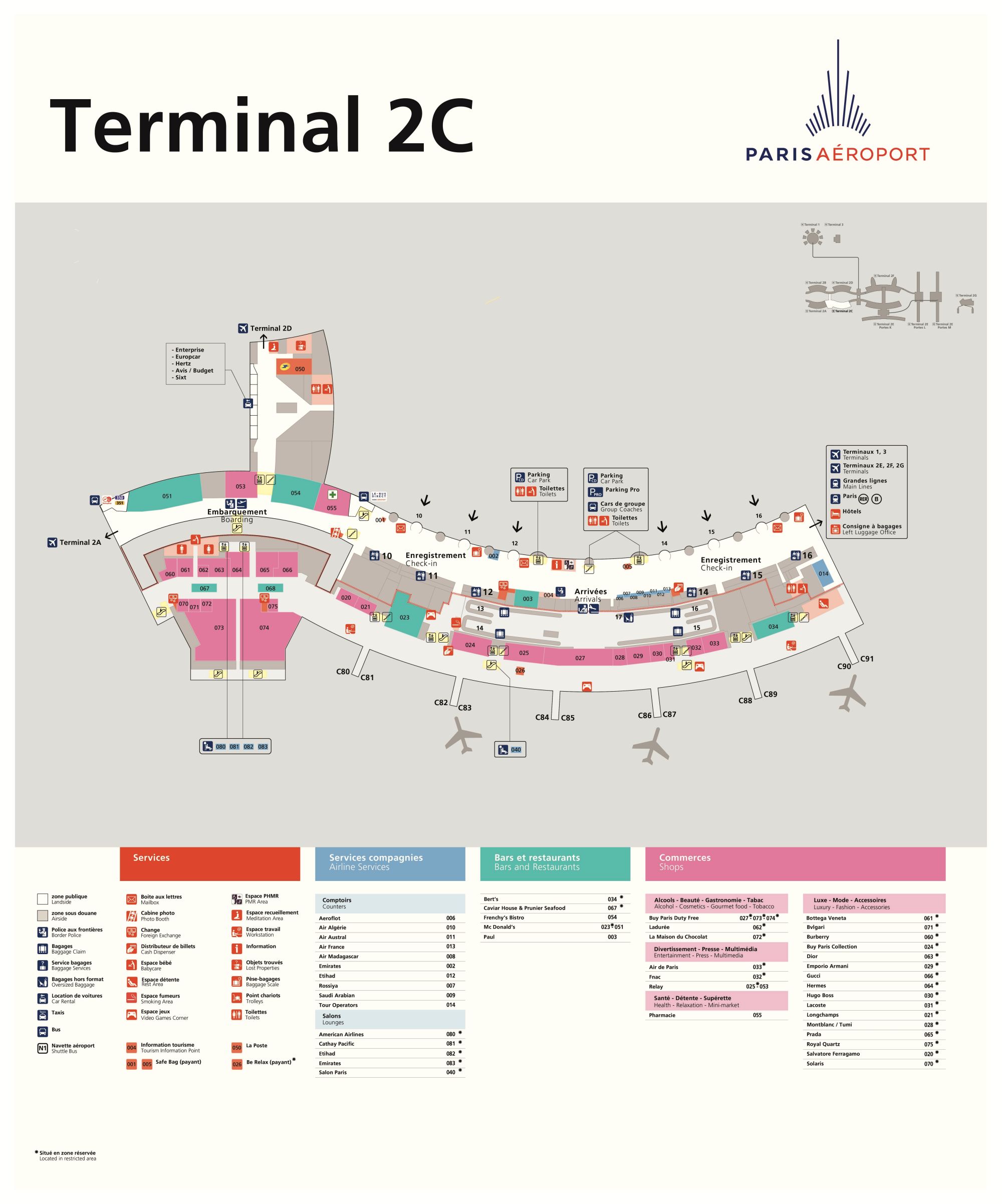 Plan Terminal 2C CDG - Aéroport Roissy Charles de Gaulle